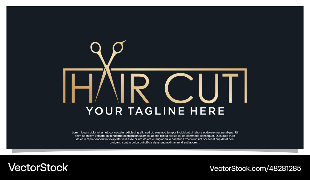Hair cut logo design with creative concept for Vector Image
