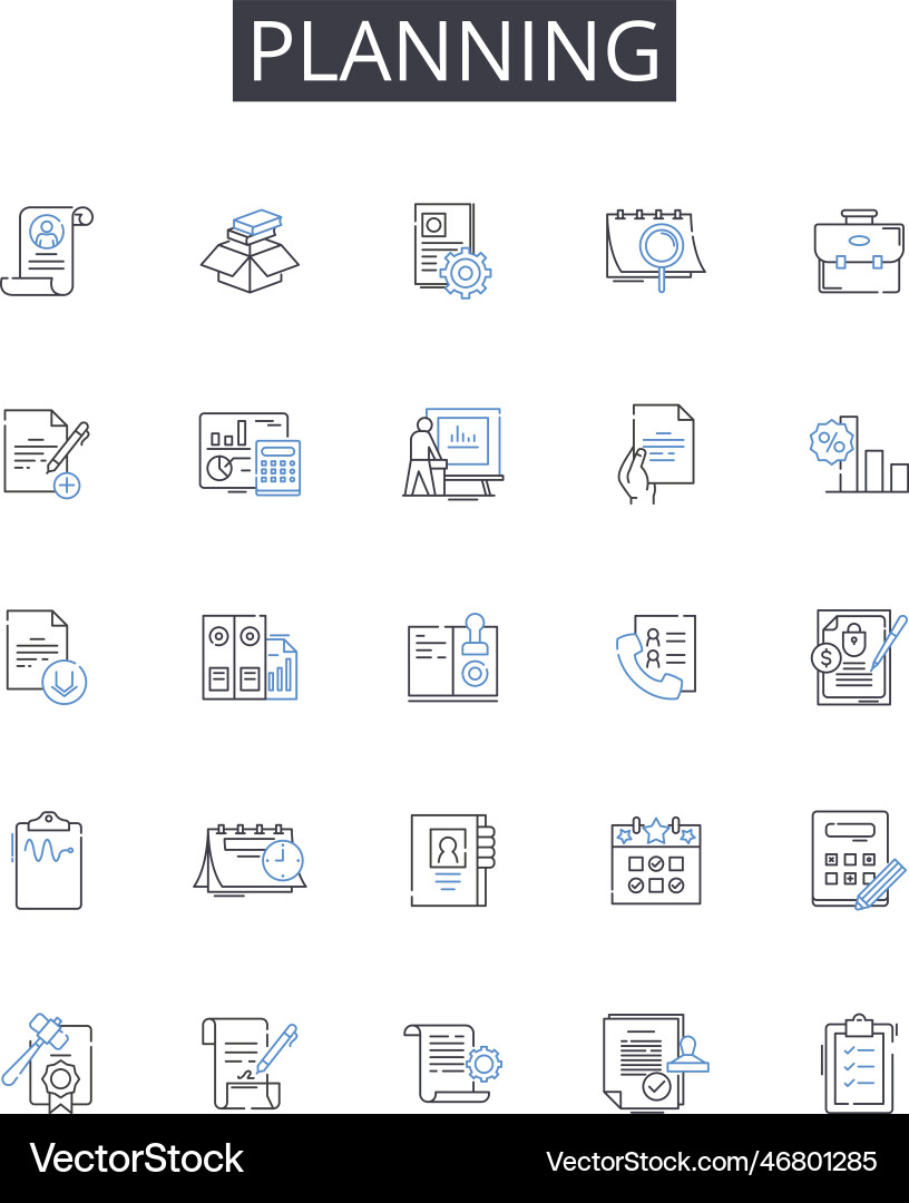 Planning line icons collection budgeting Vector Image