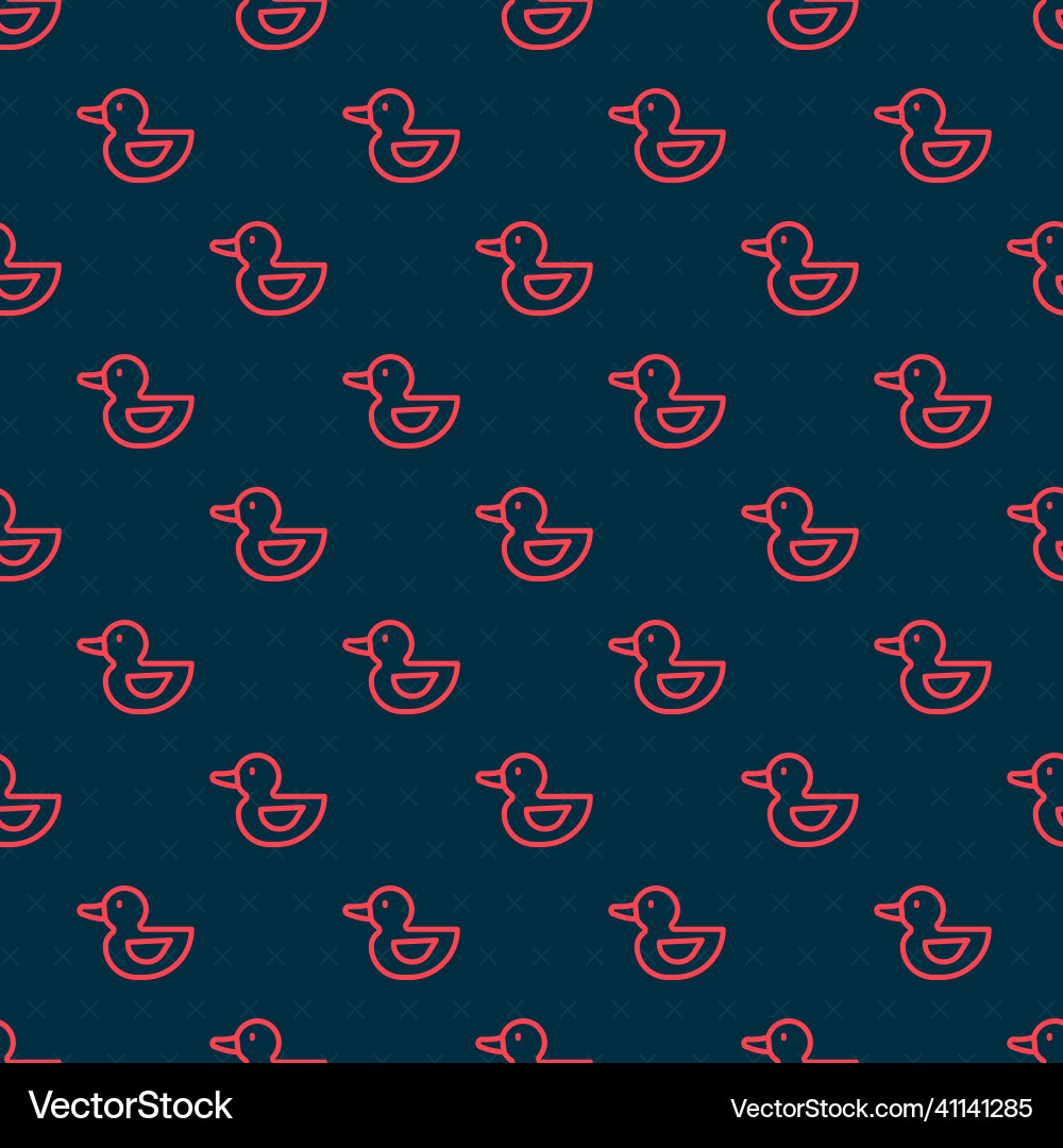 Red line rubber duck icon isolated seamless Vector Image