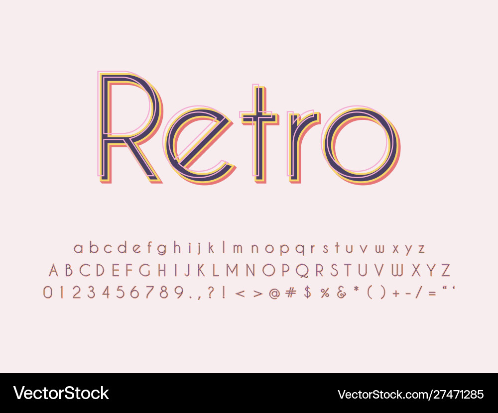Retro font and alphabet stock Royalty Free Vector Image