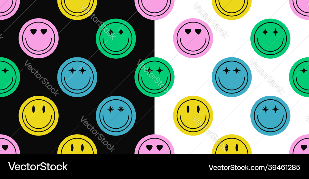 Seamless pattern of different colorful smile face Vector Image