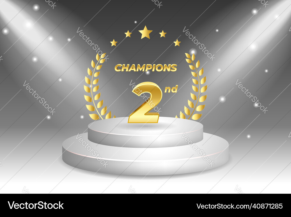 Second places winner golden award trophy Vector Image