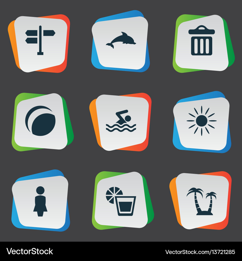 Set of simple beach icons Royalty Free Vector Image