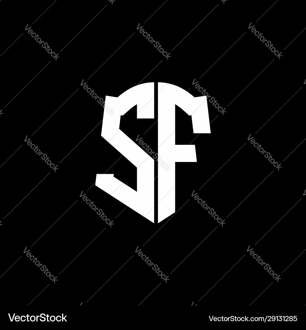 Sf monogram letter logo ribbon with shield style Vector Image