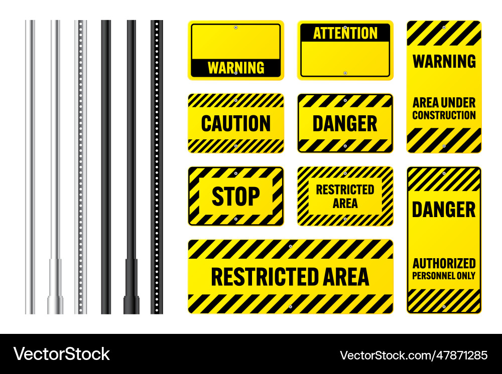 Warning danger signs attention banners with Vector Image