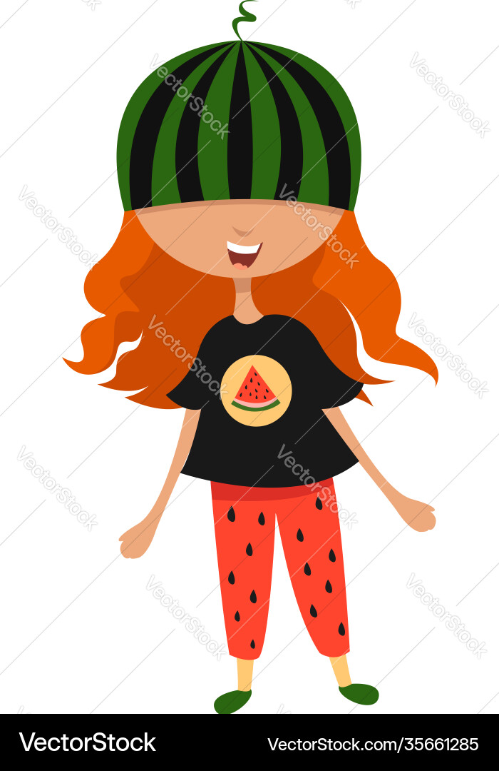 Watermelon girl on white background Royalty Free Vector