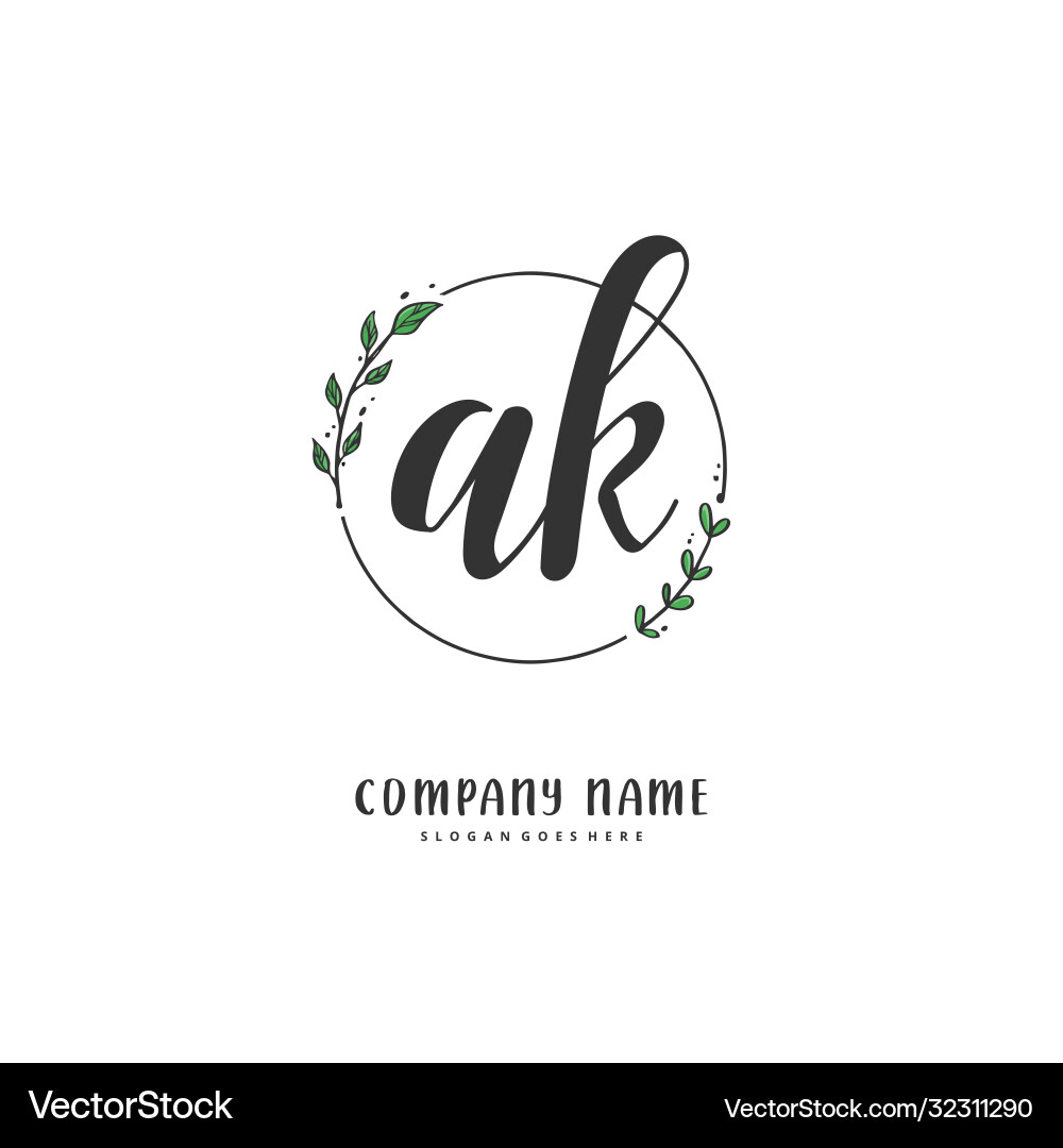 A k ak initial handwriting and signature logo Vector Image