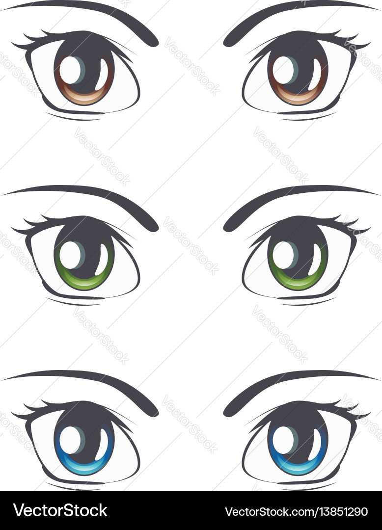 Cartoon female eyes set Royalty Free Vector Image
