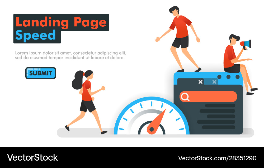 Landing page speed people measure Royalty Free Vector Image