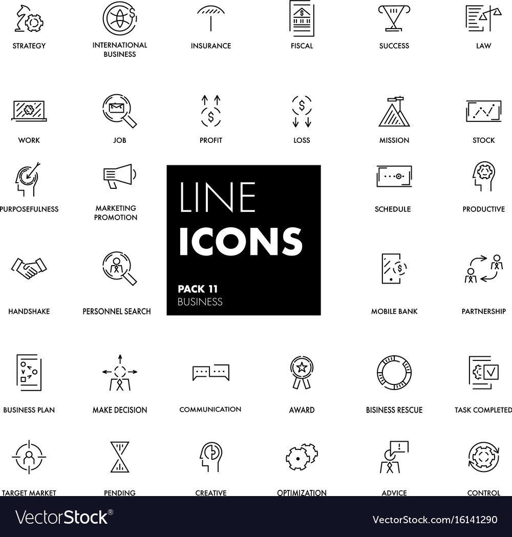 Line icons set business Royalty Free Vector Image