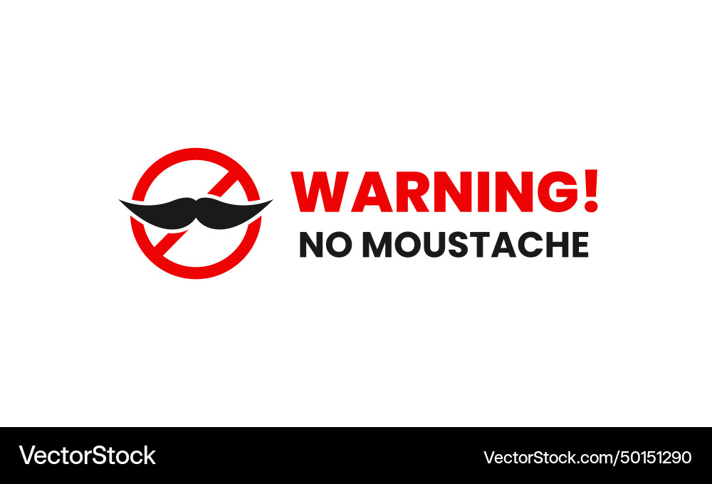 Mustache forbidden sign no icon sticker Royalty Free Vector
