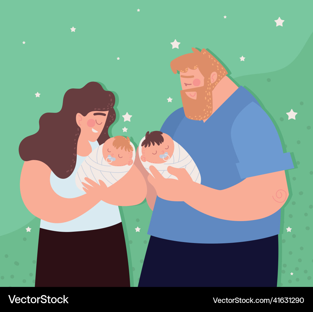Parents with babies Royalty Free Vector Image - VectorStock