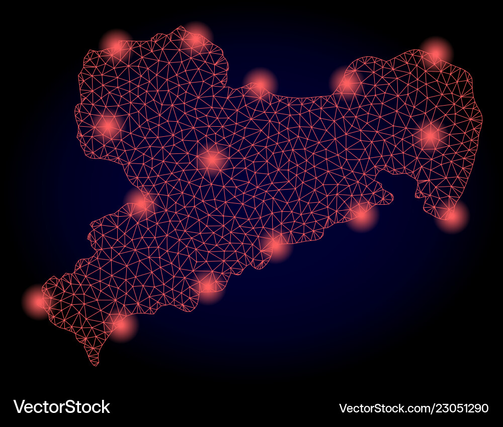 Polygonal 2d mesh map of saxony state with red Vector Image