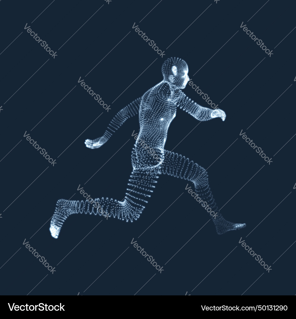Running man graphics composed of particles 3d Vector Image