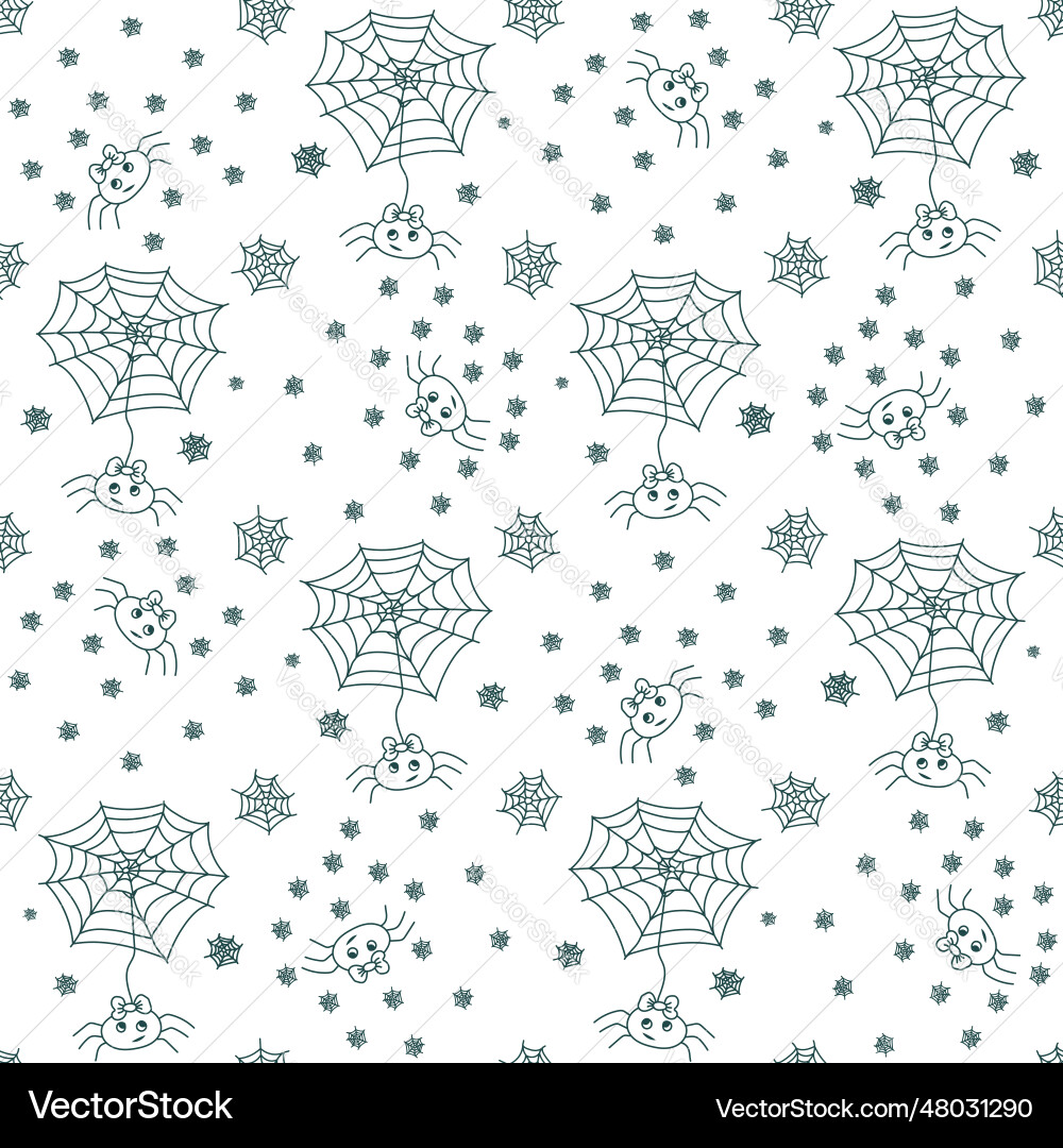 Seamless pattern with cute little spider girl Vector Image