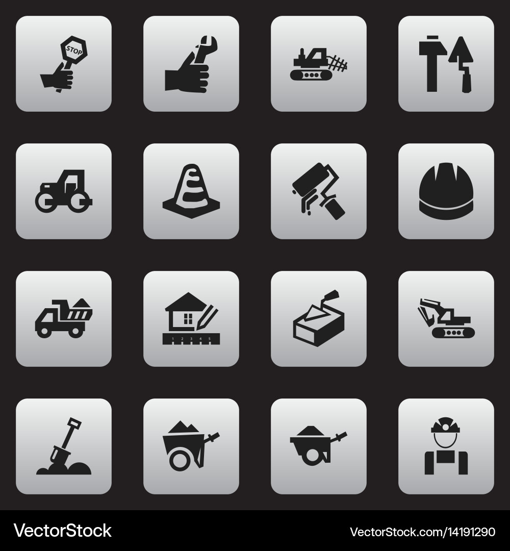 Set of 16 editable building icons includes Vector Image