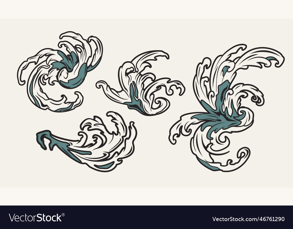 Set of waves Royalty Free Vector Image - VectorStock
