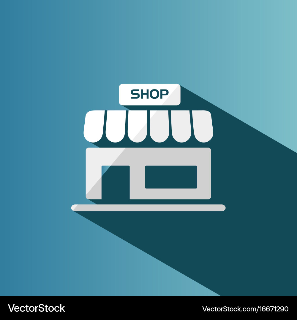 Shop icon with shadow on a blue background Vector Image