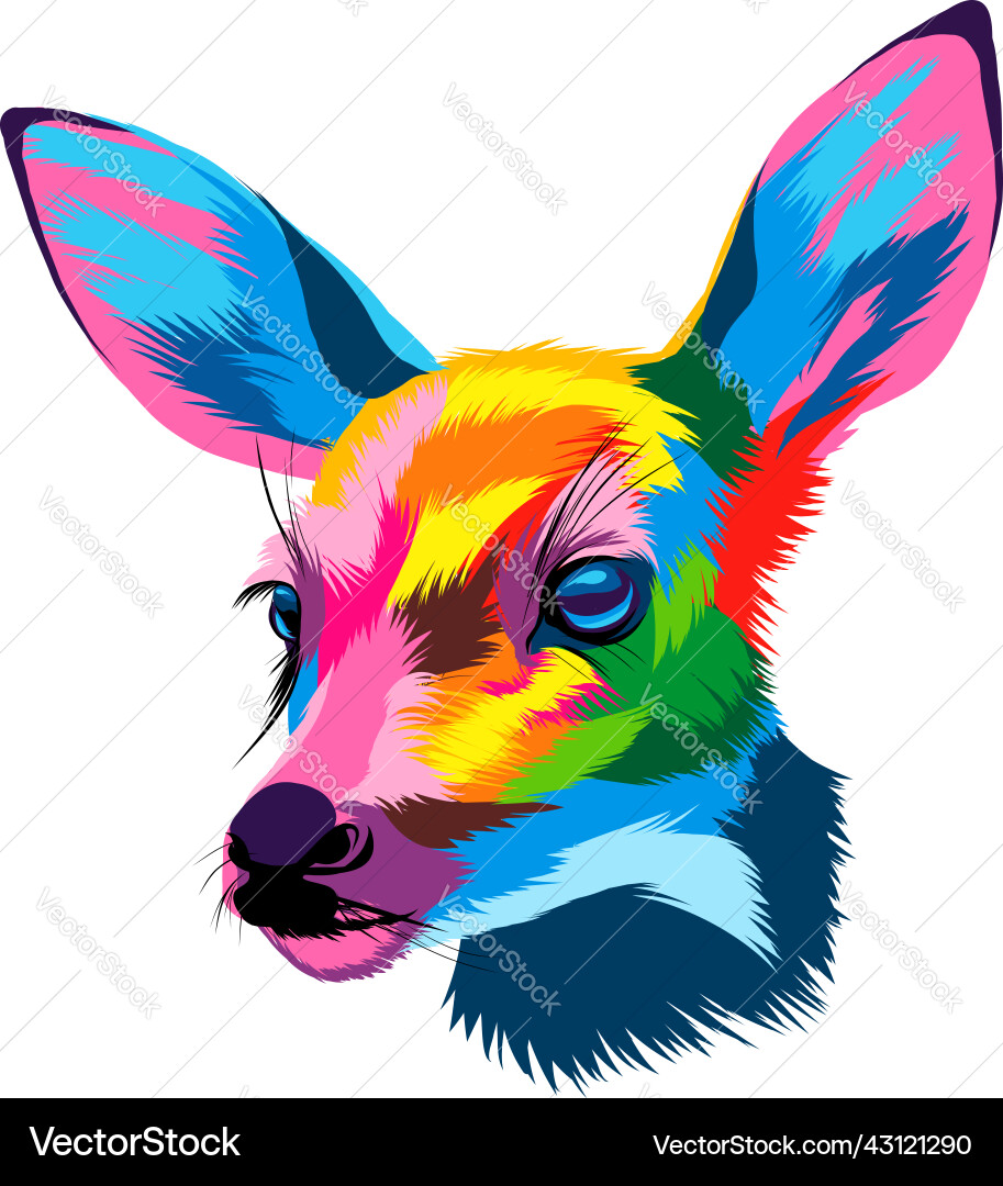 Sika deer head portrait from multicolored paints Vector Image