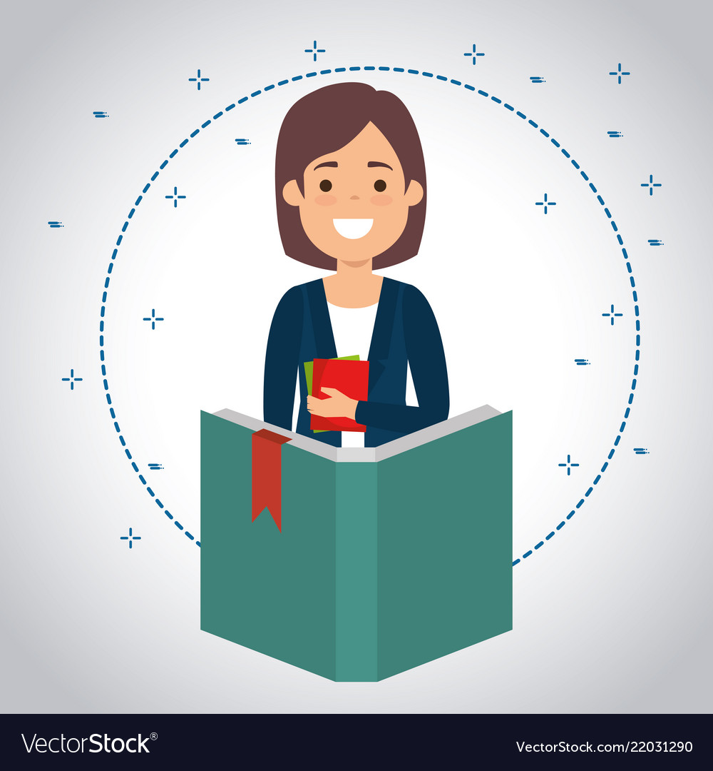 Teacher woman with book Royalty Free Vector Image