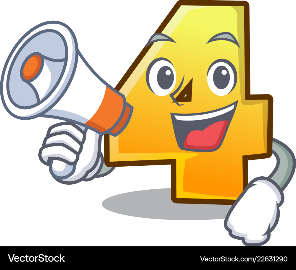 With megaphone character number four on the wall Vector Image