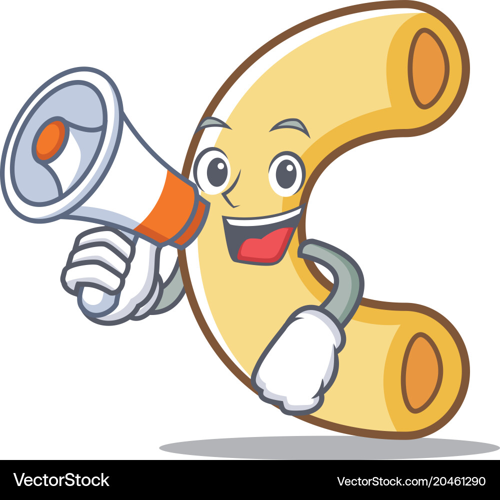 With megaphone macaroni character cartoon style Vector Image