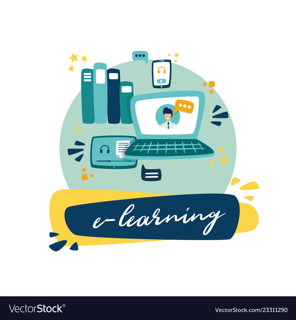 Your custom elearning solution written e-learning Vector Image