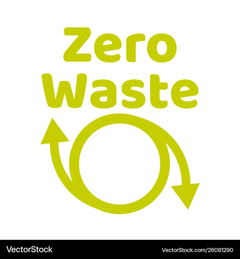 Zero waste lettering text sign or logo waste Vector Image