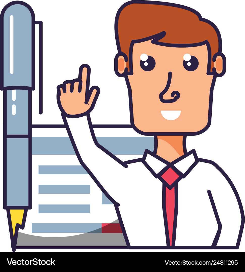 Businessman elegant with pen and document Vector Image