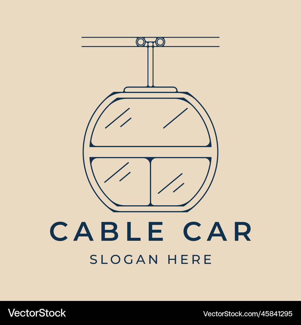 Cable car line art logo minimalist design Vector Image