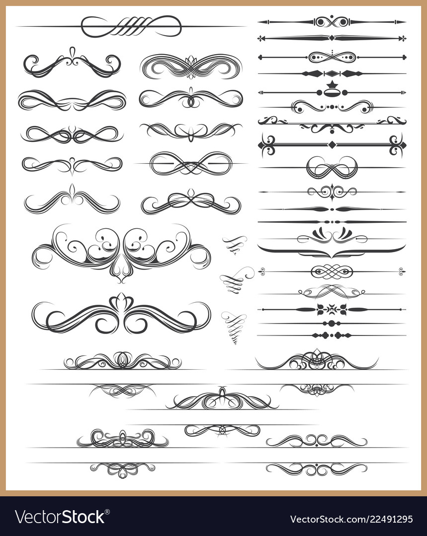 Calligraphic decorative elements Royalty Free Vector Image