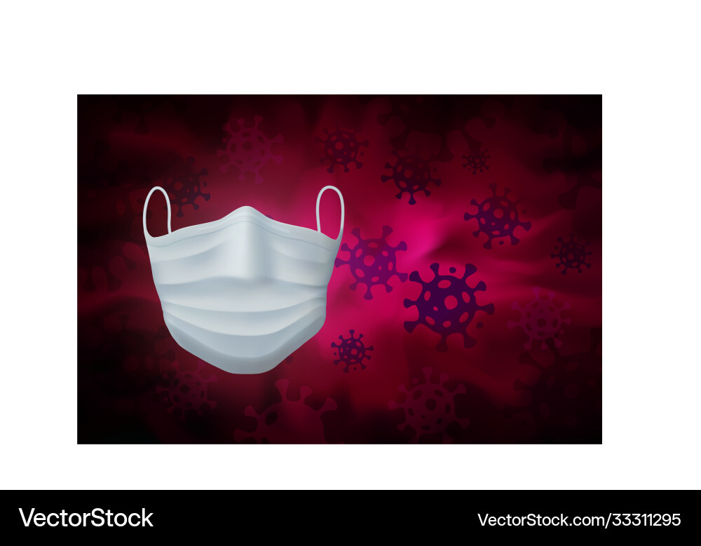 Coronavirus protective mask on a viral background Vector Image