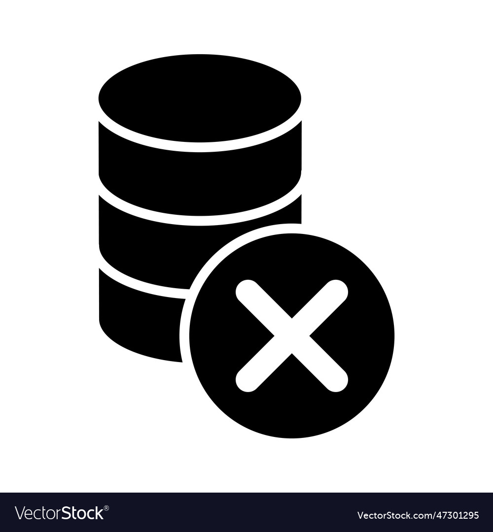 Delete data glyph icon for personal Royalty Free Vector Delete data glyph icon for personal Royalty Free Vector
