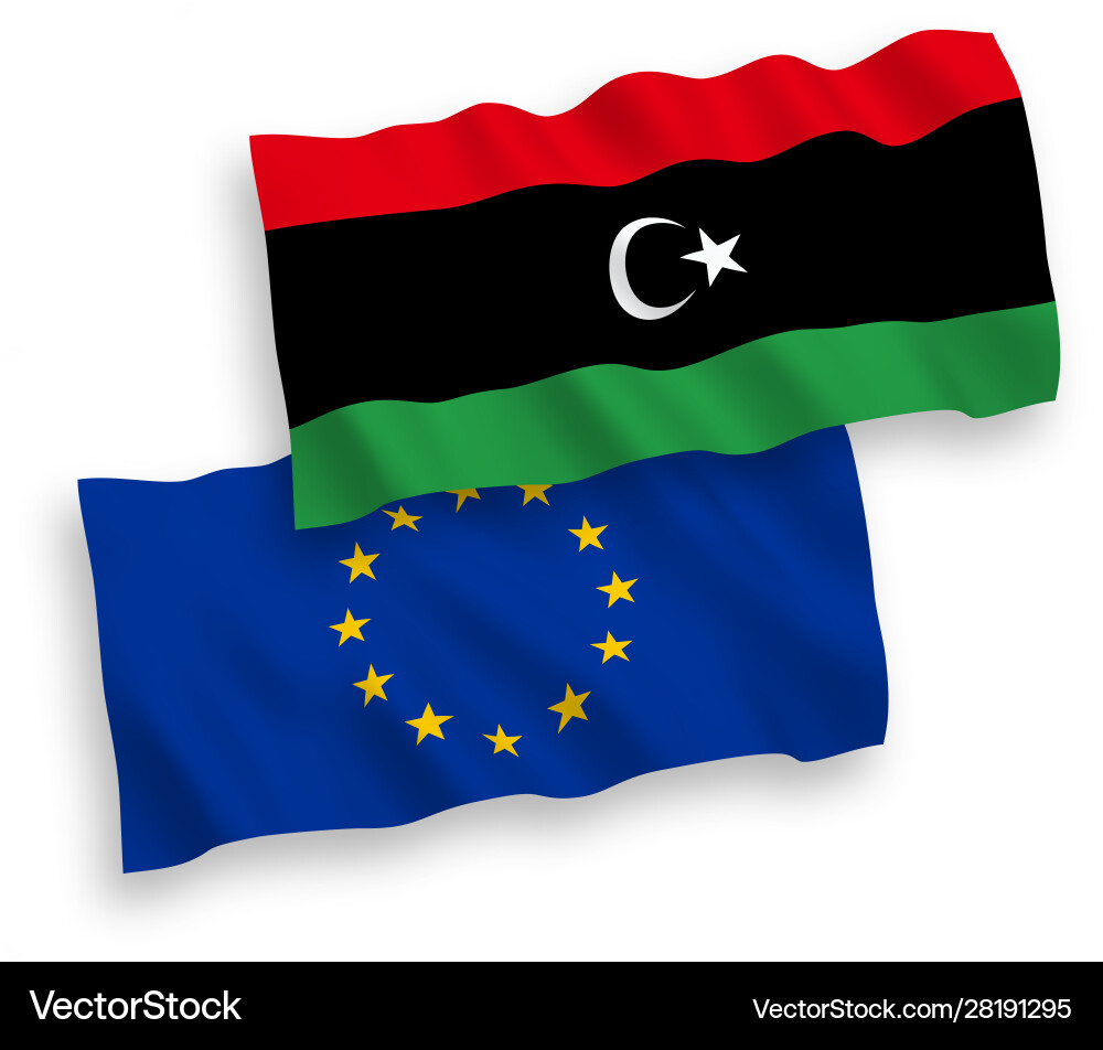 Flags european union and libya on a white Vector Image