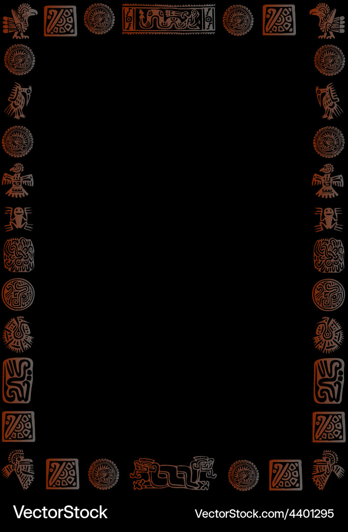 Golden mexican border on black Royalty Free Vector Image