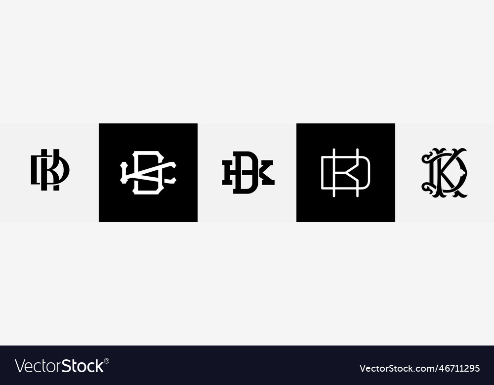 Initial letters dk monogram logo design bundle Vector Image