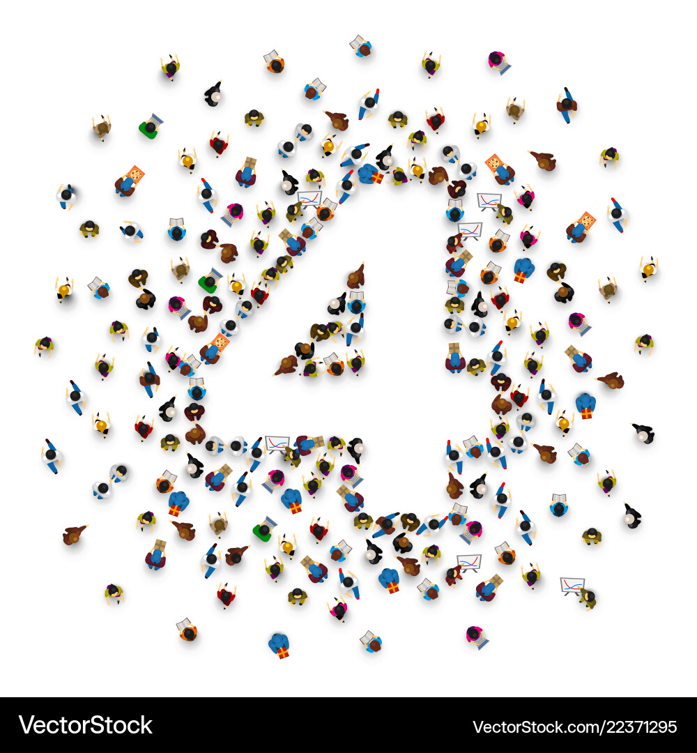 Large group people in number 4 four form Vector Image