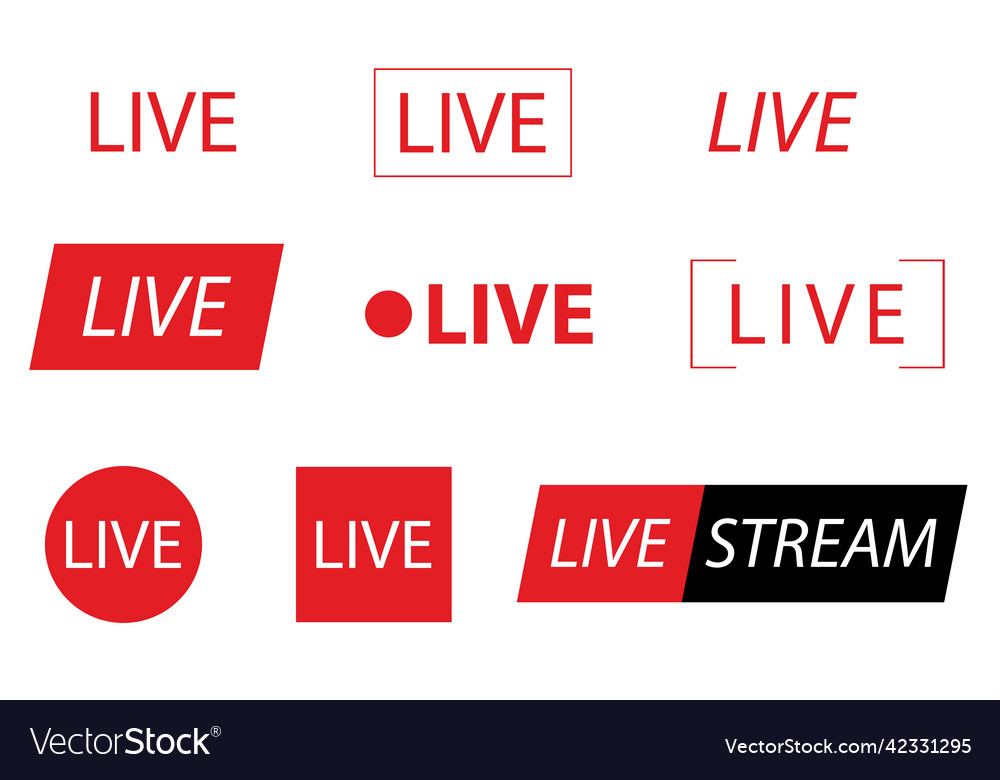 Live streaming icons Royalty Free Vector Image