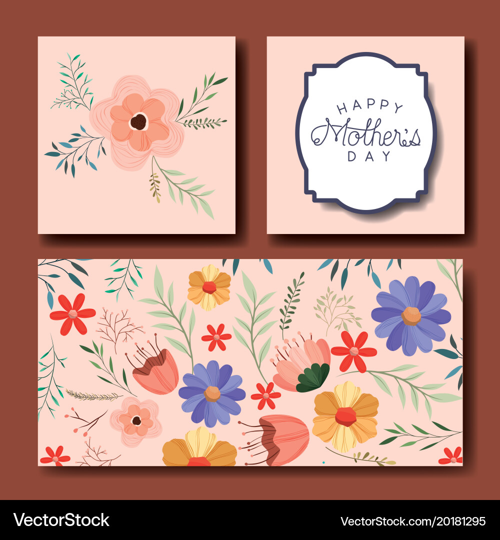 Mothers day hand made font postcards set Vector Image