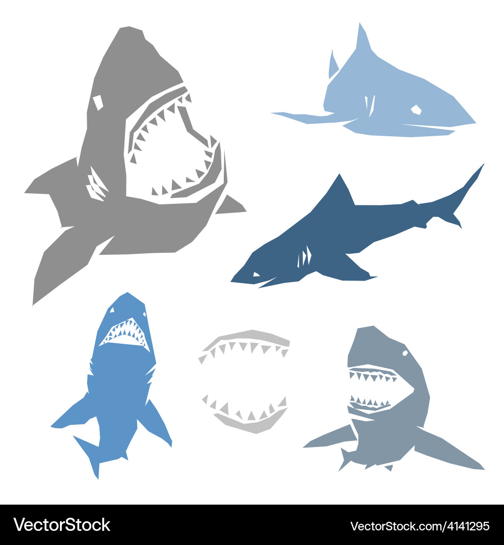 Set of sharks Royalty Free Vector Image - VectorStock