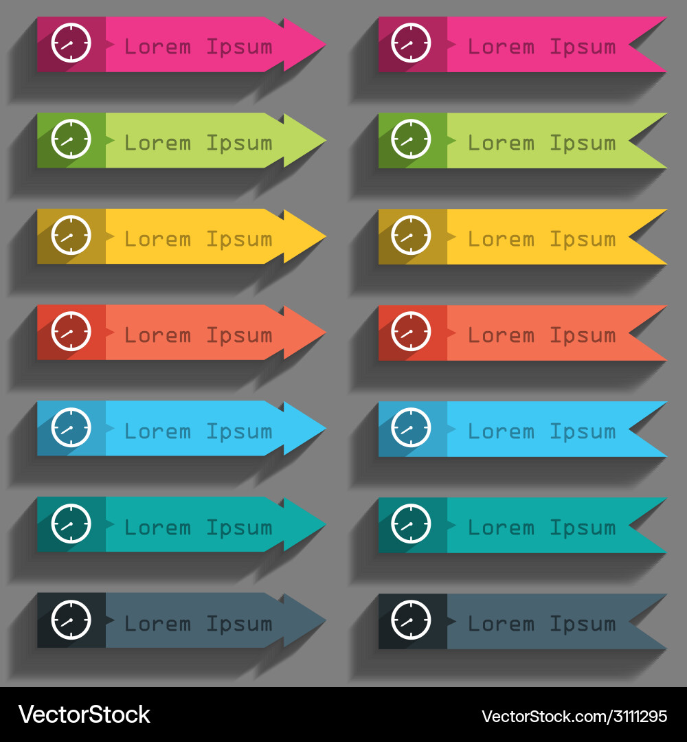 Timer sign icon stopwatch symbol set colourful Vector Image
