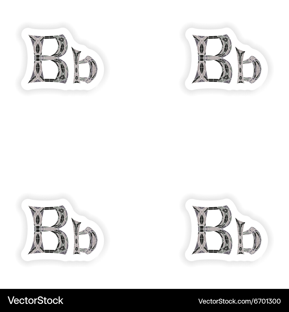 Assembly stickers Low poly letter B in gray mosaic