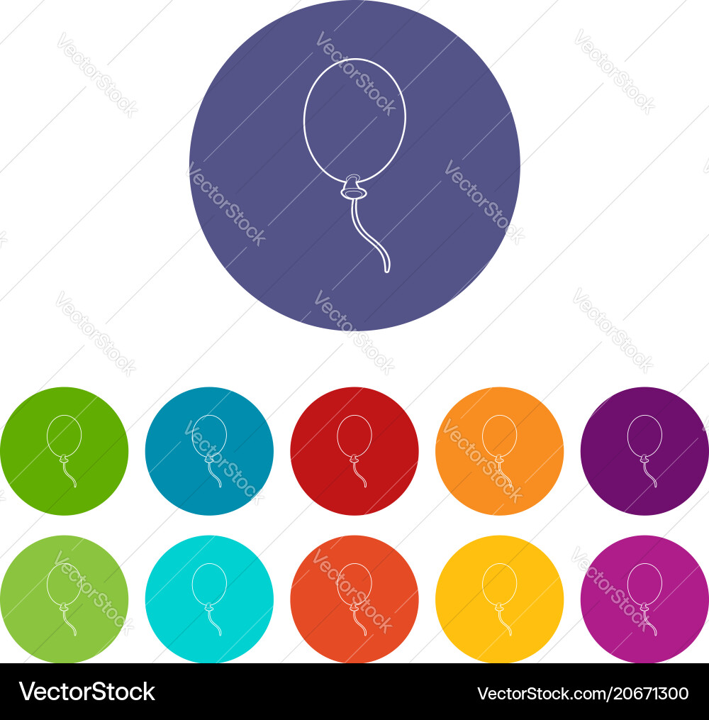 Balloon icons set color Royalty Free Vector Image