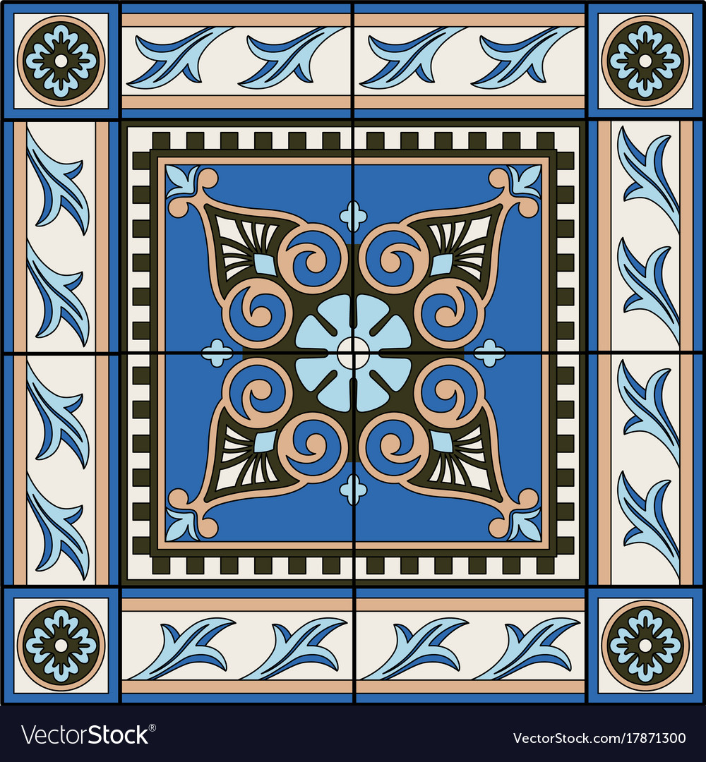 Blue rectangular carpet Royalty Free Vector Image