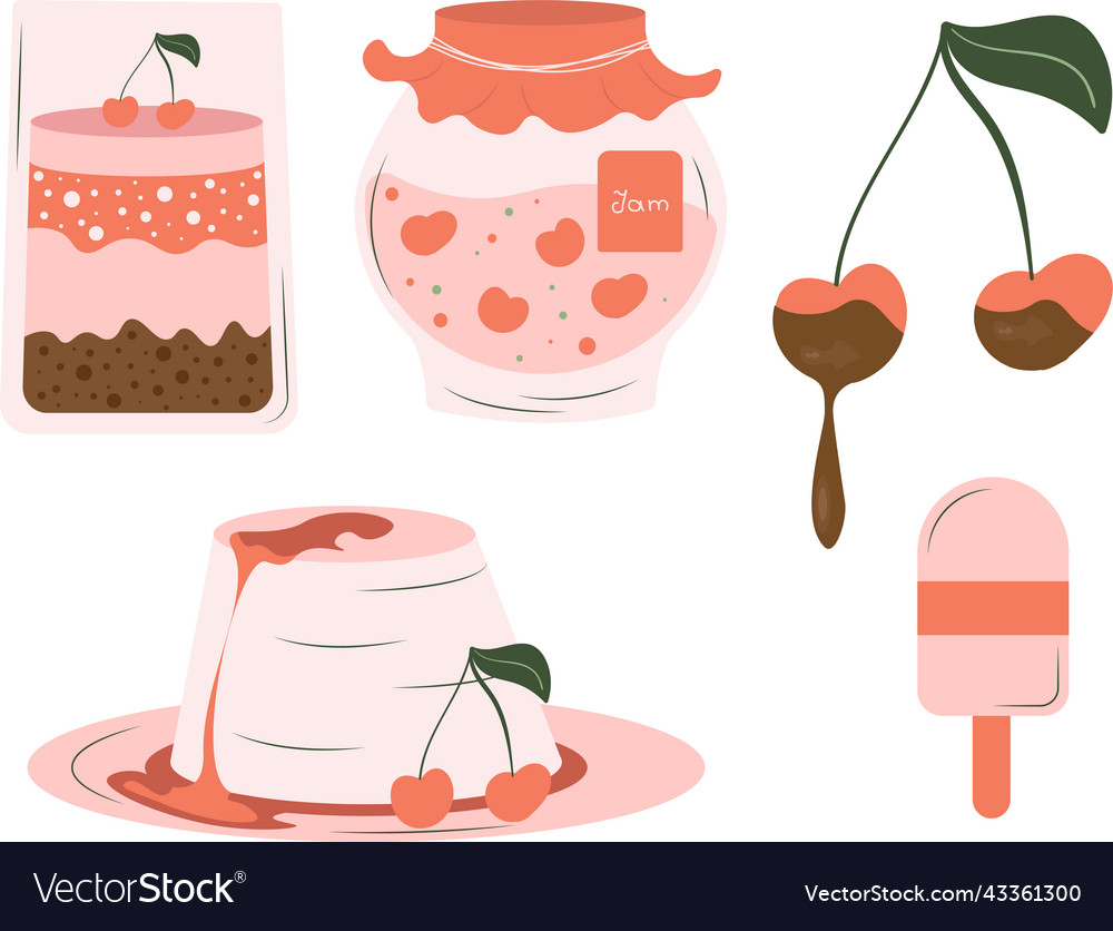 Bright set of sweets isolated on a white Vector Image