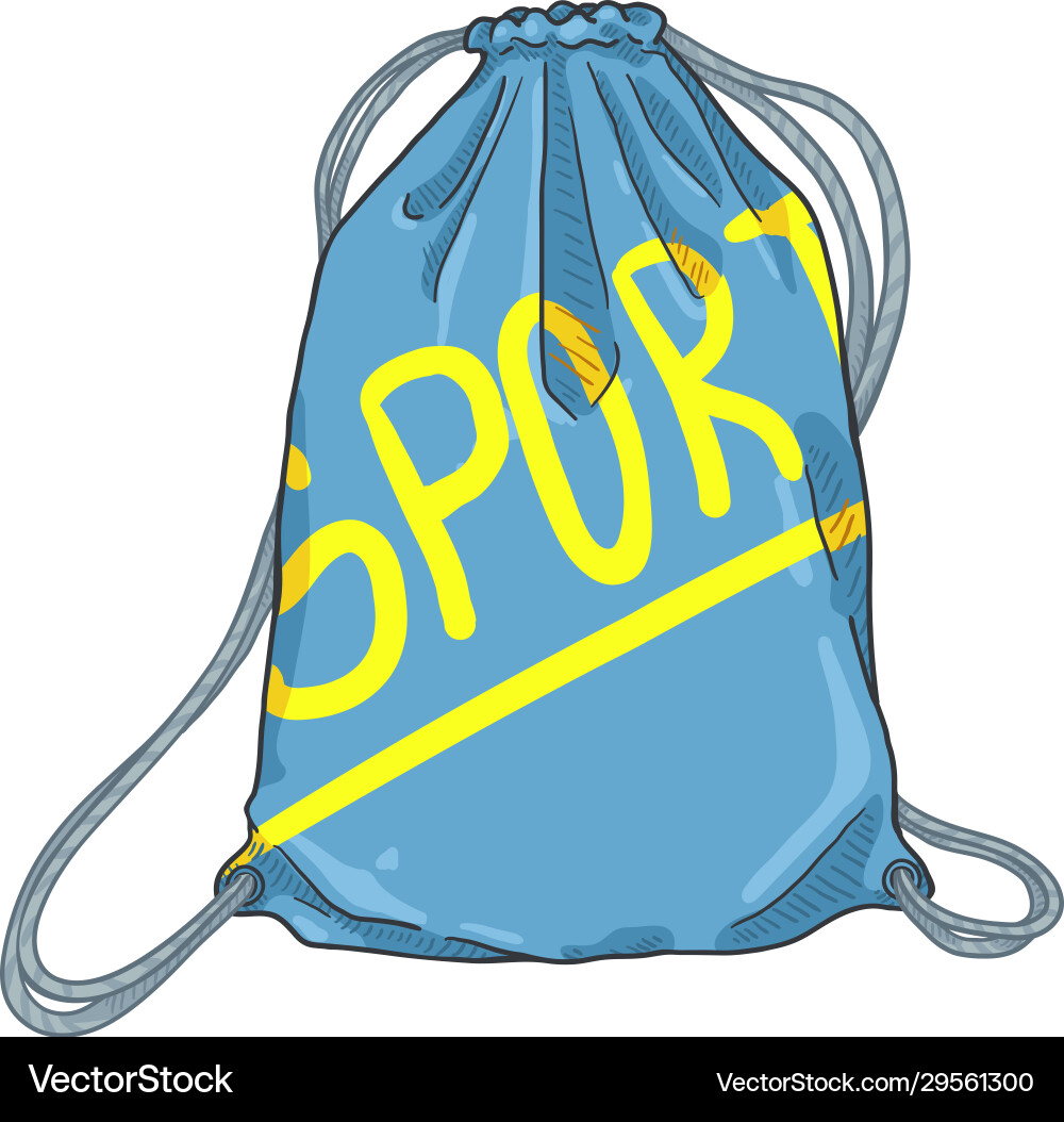 Cartoon blue drawstring bag textile sport Vector Image