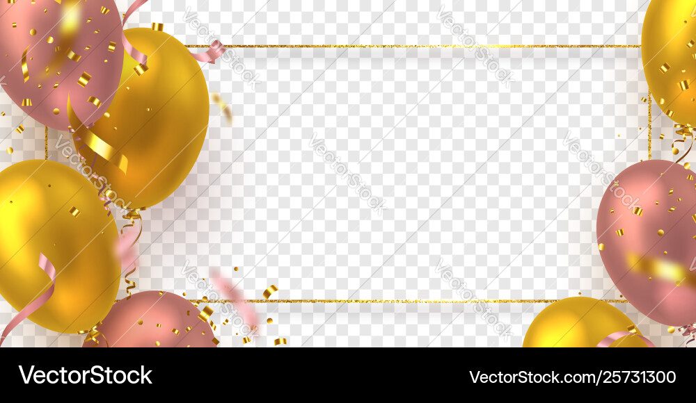 Glossy balloons with confetti and glitter frame Vector Image
