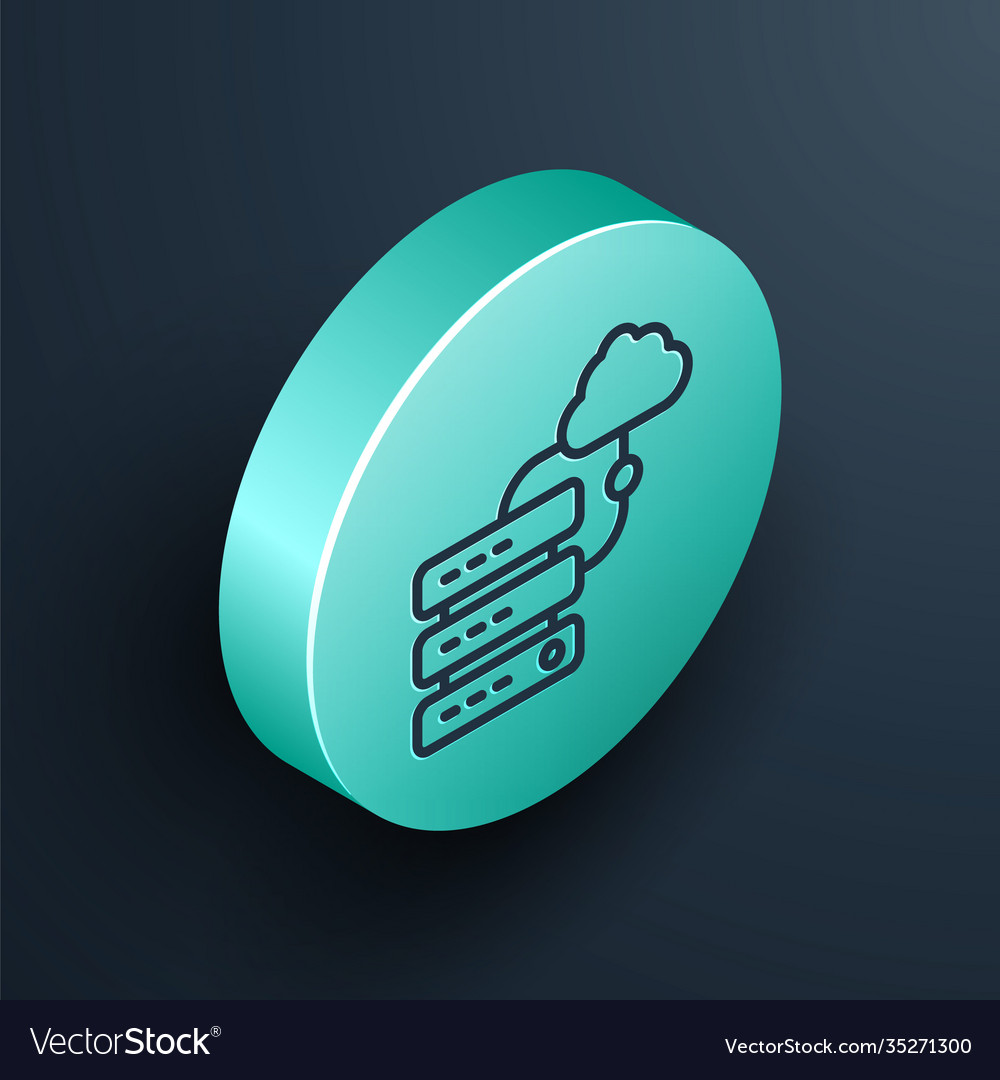 Isometric Line Network Cloud Connection Icon Vector Image
