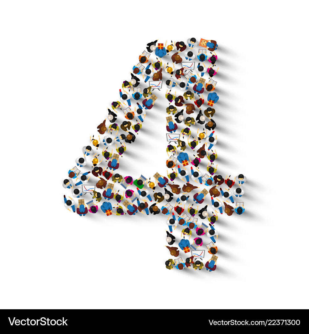 Large group people in number 4 four form Vector Image