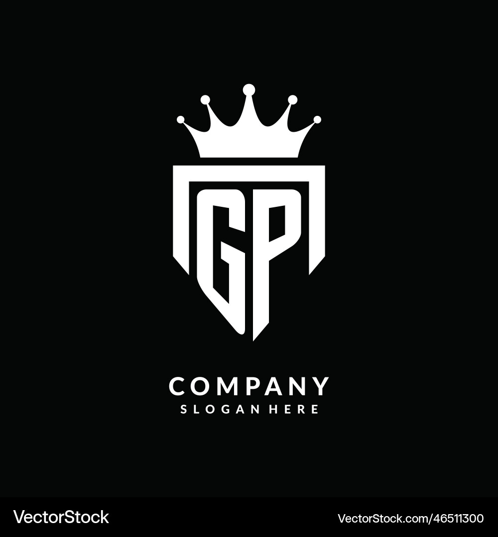 Letter gp logo monogram emblem style with crown Vector Image